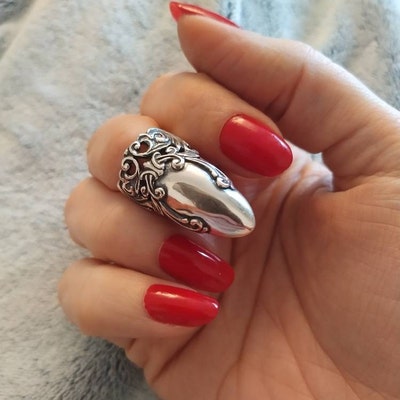 Fingernail Rings Boho Sterling Silver Nail Armor / Nails Finger Ring ...