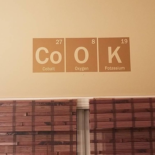 Periodic Table COOK Vinyl Decal, Table of Elements, Science Geek ...