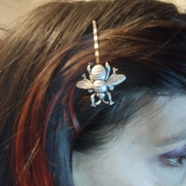 Silver Bee Hair Pins,oxidized Silver Bee Bobby Pins,whimsical,woodland ...