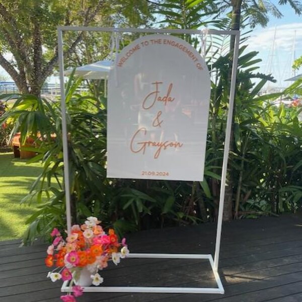 Wavy Whimsical Design Welcome Sign Semi Custom Acrylic Signage Wedding ...