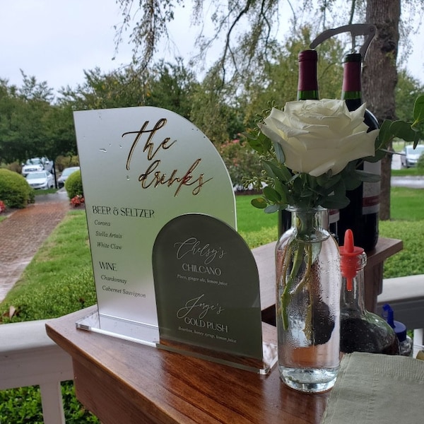 Double Arch 3D Bar Menu Sign | Personalized Drinks | Custom Acrylic Bar ...