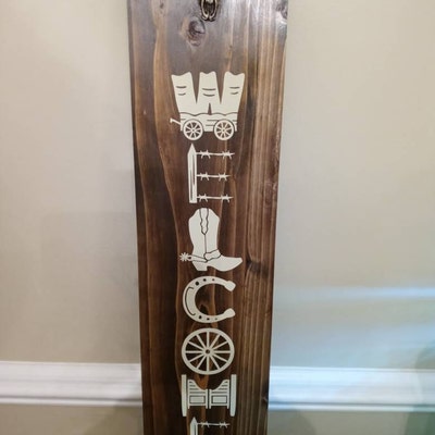 Welcome Western for Door Wood Sign Vertical SVG File for Cutting ...
