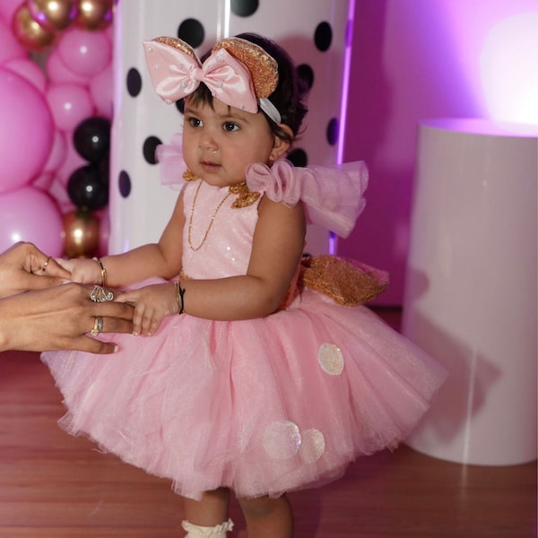 Minnytutu Dress Inspo Pink & Gold Tutu Baby Dress - Etsy