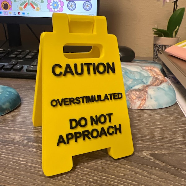 Caution Overstimulated Desk Sign - Etsy