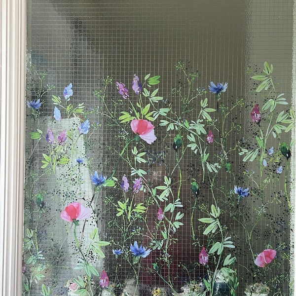 White Flower Shop Window Decal Border - Static Cling Business Window ...