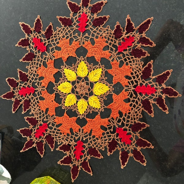 Pattern--"autumn Leaves and Lace" Doily PDF Pattern--instant Download ...