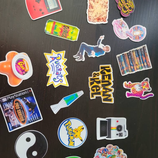 90s Nostalgia Sticker Set: Retro Throwback Vinyl Decals - Etsy