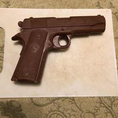CHOCOLATE GUN Full Size Hand-crafted Solid Milk Chocolate Handgun With ...