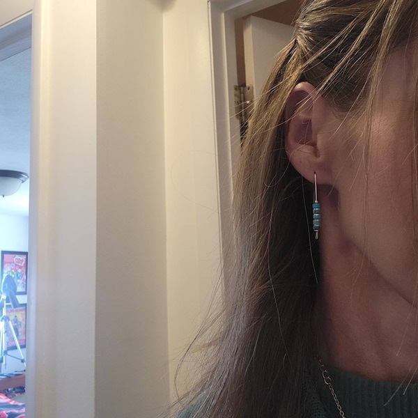 Handmade Threader Earrings, Turquoise and Sterling Silver Threader ...
