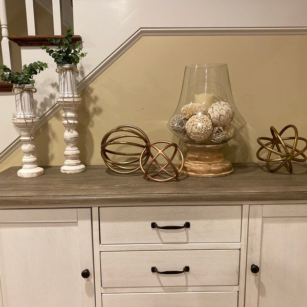 Distressed Decorative Wood / Glass Riser Rustic Country Farmhouse ...