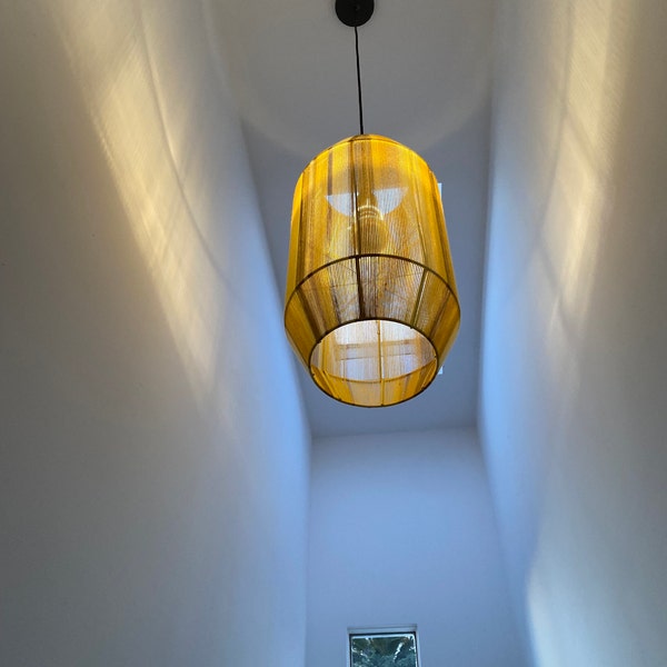 Handwoven Yarn Pendant Light, Large Geometrical Suspension Abat Jour ...