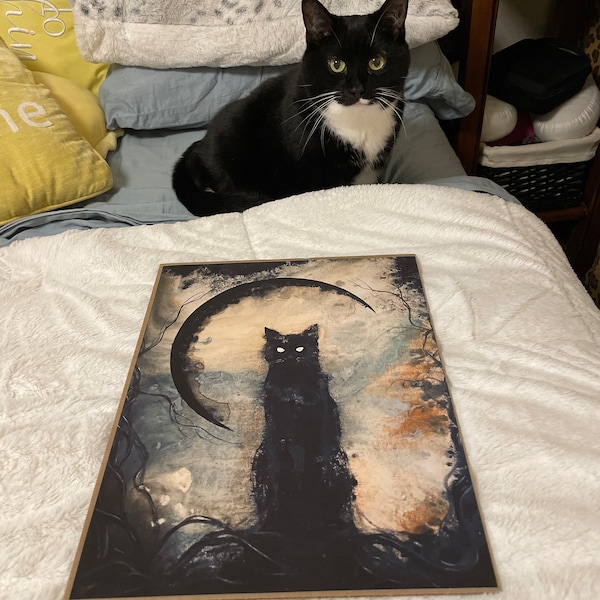 Fearless Familiar - Dark Cat Wall Art Print - Witchy & Skinny Black ...