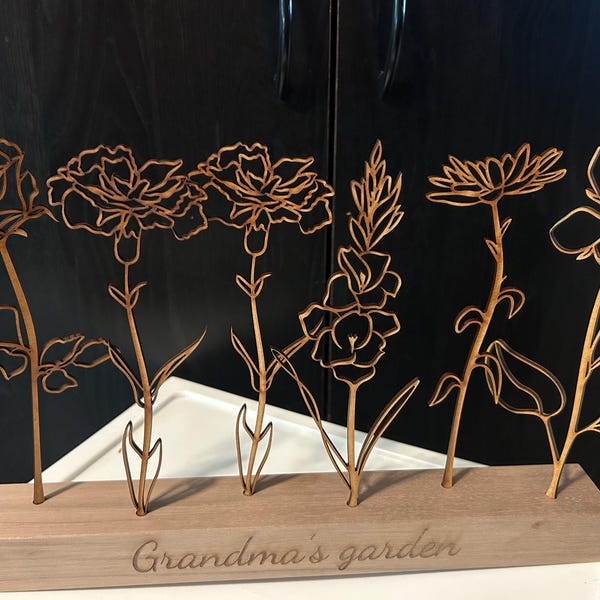 Wood Birth Flower Garden Gifts for Mom Customized Wood Gifts Flower ...