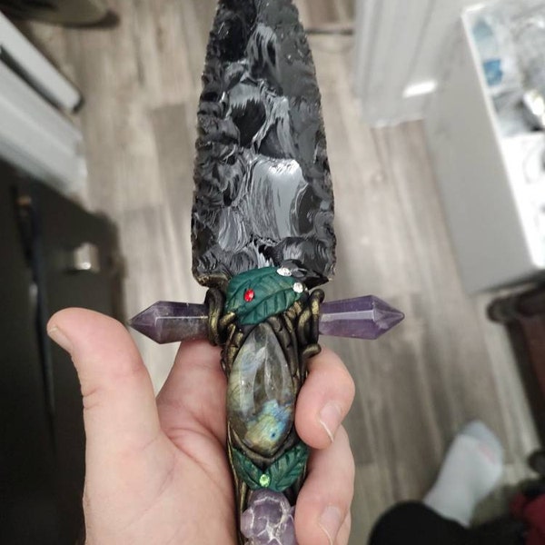 9.8"+hand Carved Knife Crystal Diy Knife Home Decoration Natural ...