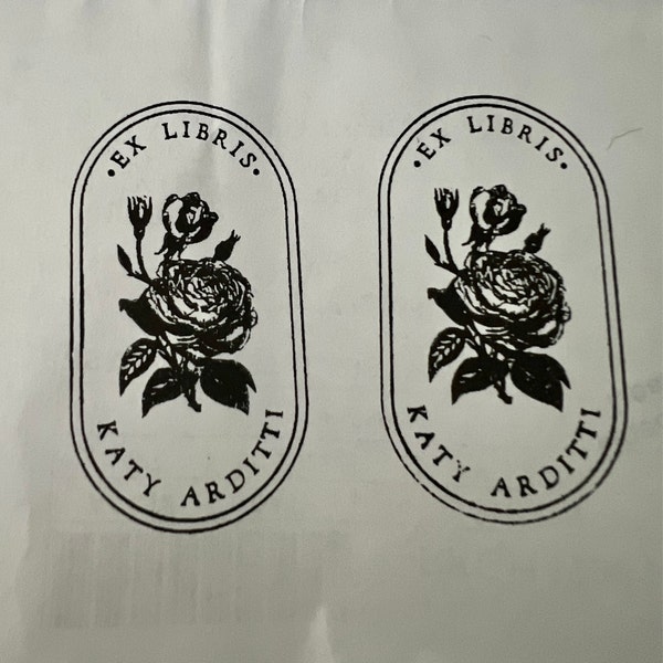 Vintage Rose Library Stamp or Book Stamp, From the Library of Bookplate ...