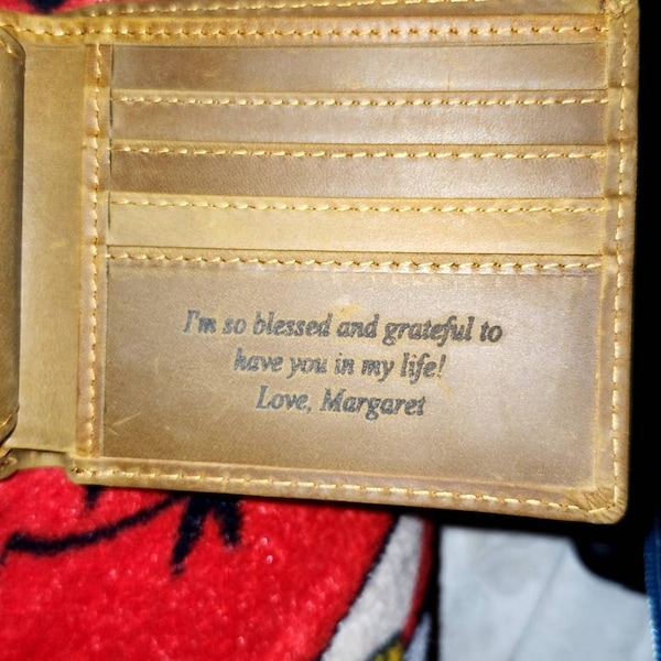 Handwriting Men's Wallet, Engraved Memorial Signature Wallet, Groomsmen ...