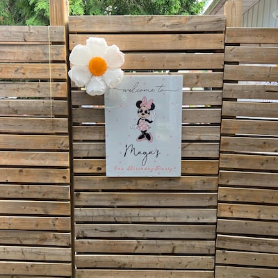 Minnie Mouse Welcome Sign Girl Pink Minnie Mouse Birthday Party Decor ...