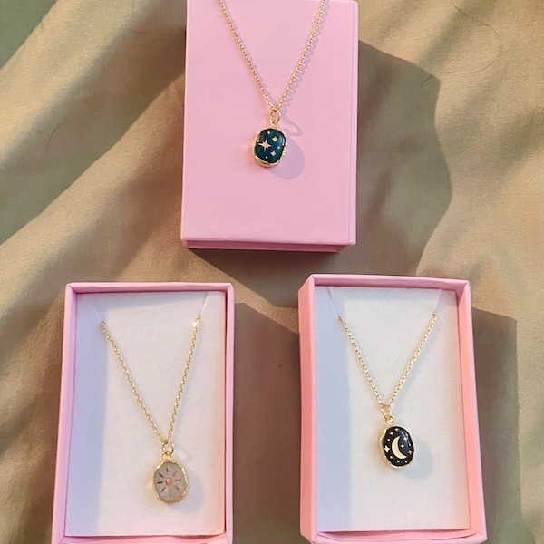 Celestial Necklace, Astrology Necklace, Dainty Gemstone, Gold Star ...