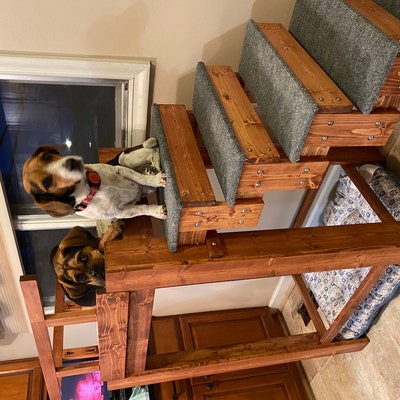 Unfinished Pet Ramp With Slats for Traction Wood Dog Ramp Pet Furniture ...