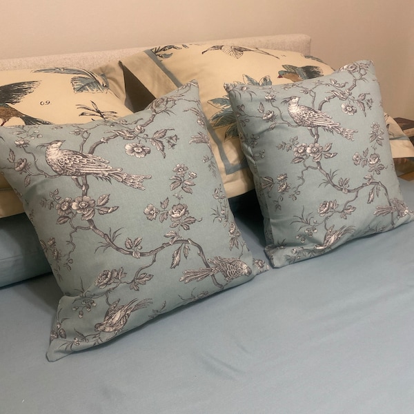 Blue Toile Throw, French Vintage Bedding, Farmhouse Linen, Toile Du ...