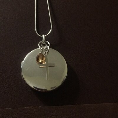 Sterling Silver Cross Locket With Crystal Birthstone Holds 2 Photos - Etsy
