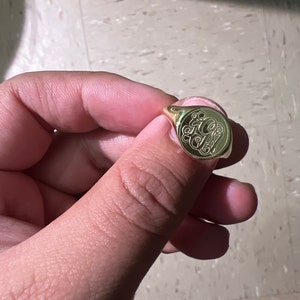 14K Solid Gold Signet Ring real Gold Monogram Ring-monogram - Etsy