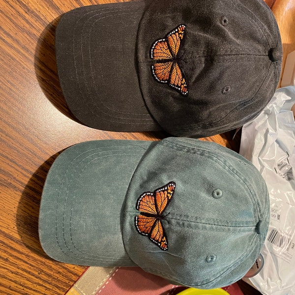 Monarch Butterfly Embroidered Hat, Baseball Cap, Sun Cap, Garden Cap ...