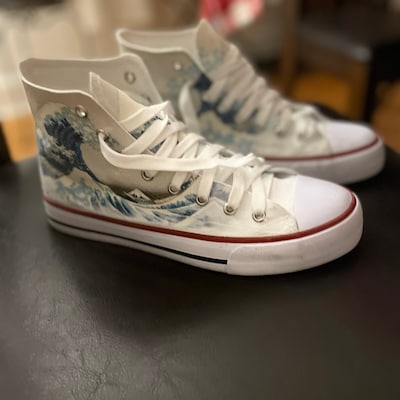 Great Wave off Kanagawa Painting, Custom Made Shoes - Etsy
