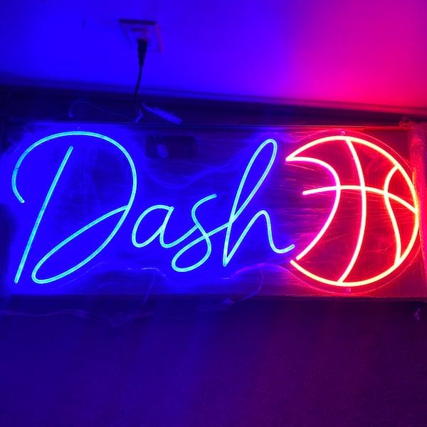 Custom Basketball Neon Sign, Custom Name Neon Sign for Kids, Dorm Wall ...