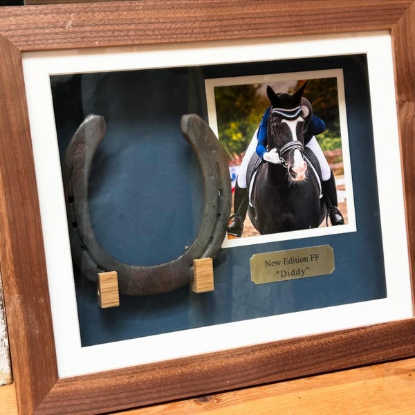 Horse Memorial Shadow Box Frame – Horseshoe Wood Keepsake, Equine Loss ...