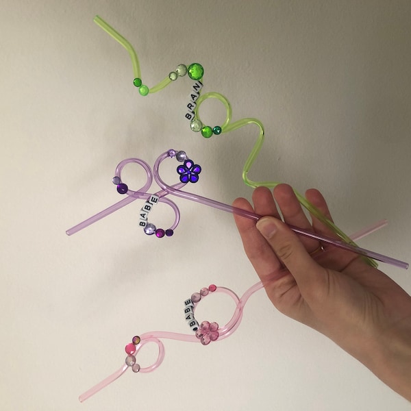 Personalized Silly Straw - One Alphabet Bead Embellished Silly Straw ...