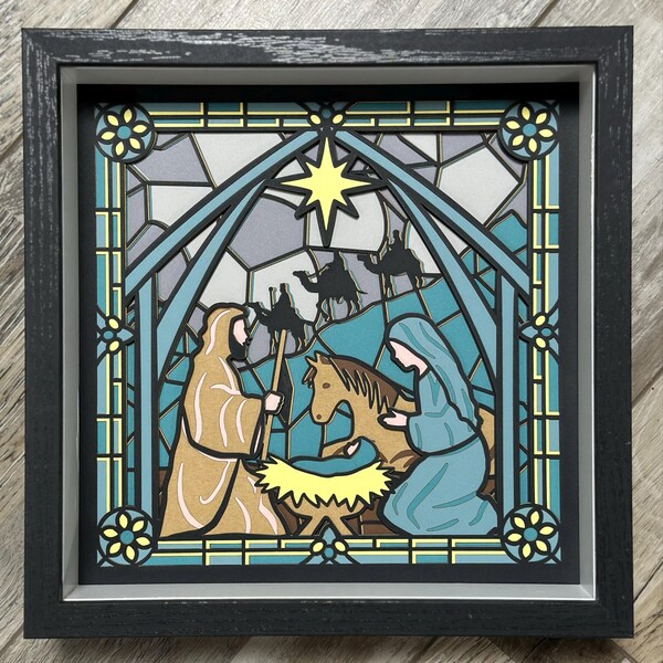 Nativity Stained Glass Shadow Box Svg, Nativity Shadow Box Svg ...