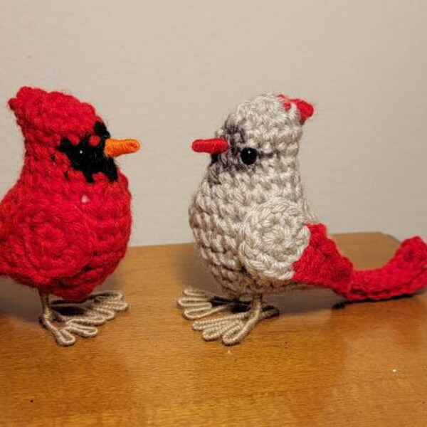 Male + Female Cardinal Crochet Pattern Bundle | Realistic Bird Crochet ...