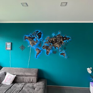 Large World Map Wall Hangings Wood World Map With Borders - Etsy