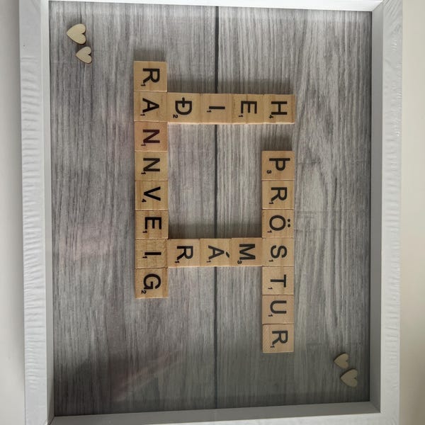 Scrabble Name Word Family Picture Frame Wooden Glass Personalise ...