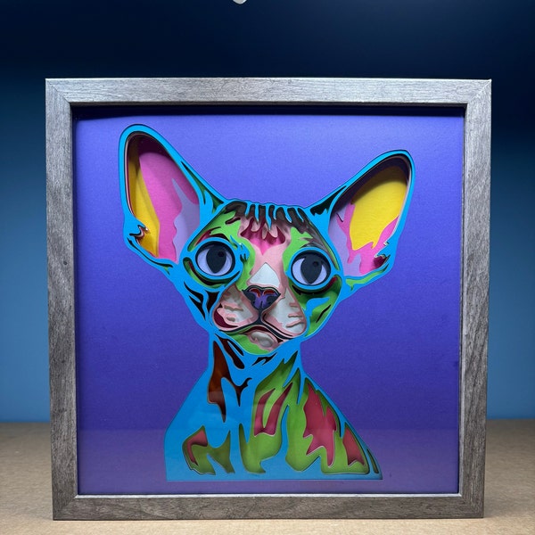 Sphynx Cat 3D Layered SVG for Cardstock, Multilayer Papercut, Shadow ...