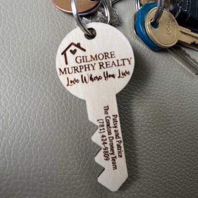 Custom Realtor Keychain, Personalized Wood House Orkey Shape, Unique ...