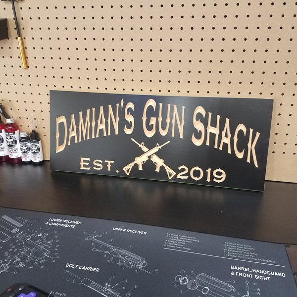 Gunsmith Room Sign Carved Wooden Sign Gifts for Hunters Man Cave Sign ...