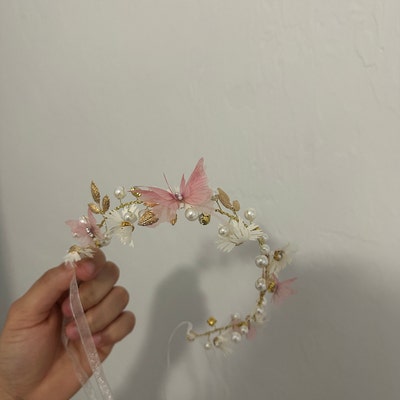 Butterfly Crown Headband Baby, Butterfly Garden Crown, Gold Flower ...