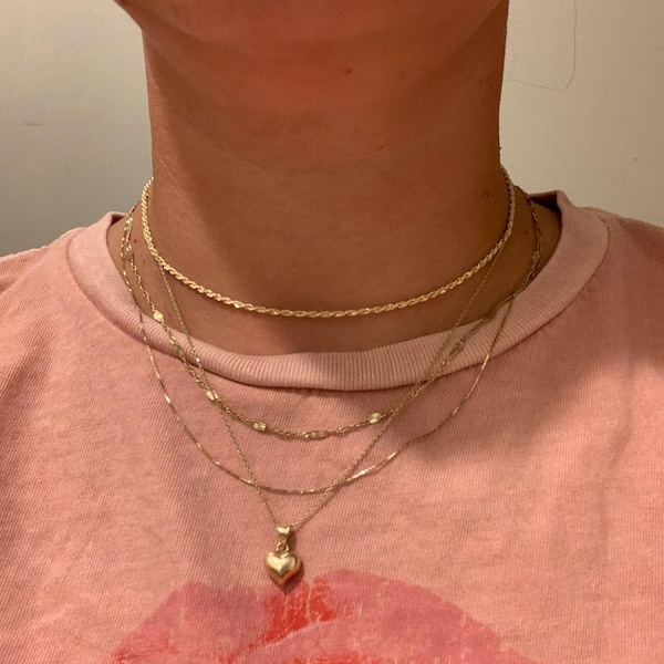 14k Gold Necklace, 14k Gold Chain, Solid Gold Necklace, Solid Gold ...