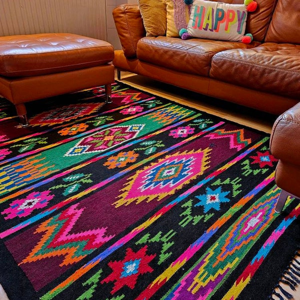 Vintage Romanian Rug, Handmade Wool Carpet, Kelim Oltenian Art, Hand ...