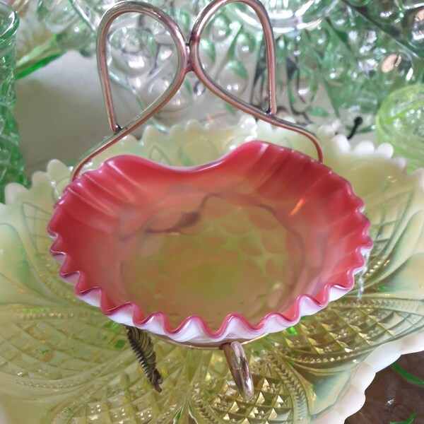 Davidson 1900s Yellow Vaseline/pearline Glass Basket in Pattern 'lady ...