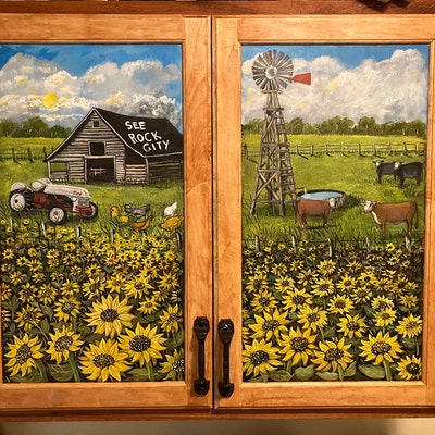 Western Scene of Horses and Farm Scene and Fencing Painted on - Etsy