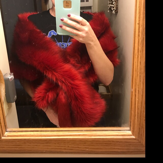 Red faux fur bridal wrap Wedding Fur shrug Wine Red Fur | Etsy