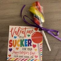 Valentine Sucker Tags, I'm a Sucker for You Valentine Candy Gift Tag ...