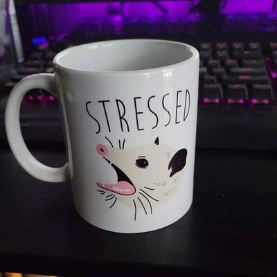 Stressed Possum Coffee Mug Funny Coffee Mugs Adult Humor, Double-sided ...