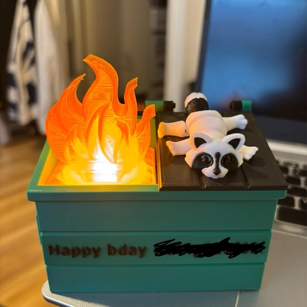 Dumpster Fire LED Desk Decor – Hand-painted Flame, Custom Text – Funny ...
