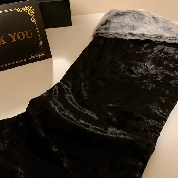 Gothic Christmas Stocking Black Velvet With Red Detailing Holiday Home ...