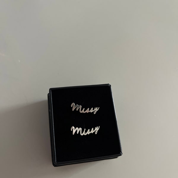 Custom Name Earrings • Minimalist Name Studs • Gold, Silver, Rose Gold ...
