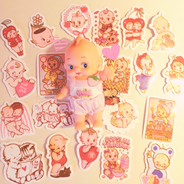 Kewpie Vinyl Sticker Pack- Kitschy Cute, Kewpie Foodies Sticker Set (4 ...
